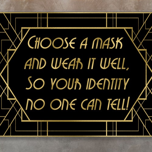 Masquerade Party Sign 1920s Party Decorations Choose a Mask - Etsy