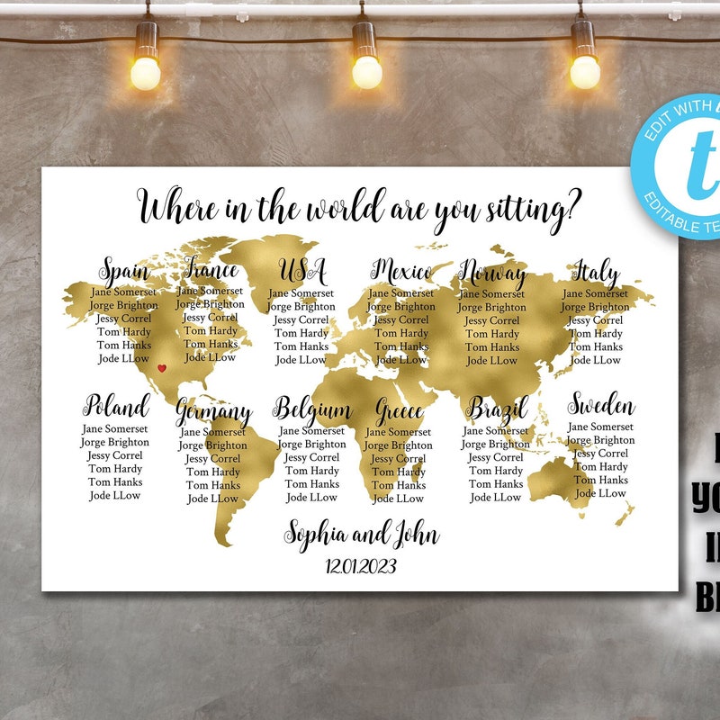 Gold World Map - Etsy