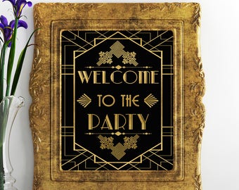 Art Deco Welcome Sign Printable Gatsby Decor Sign Roaring - Etsy