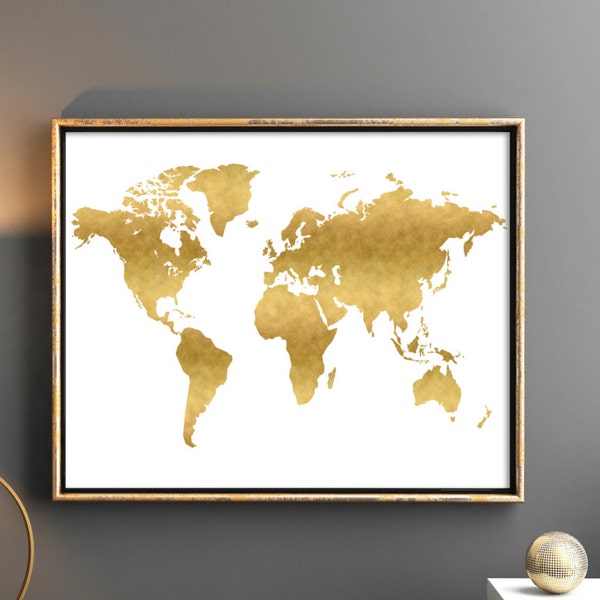 Gold Foil World Map - Etsy