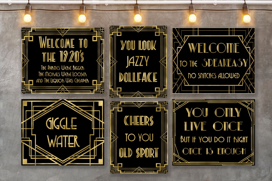 1920 Signs Bundle, Roaring 20s Decorations, Adult Party 6 Signs Pack ...
