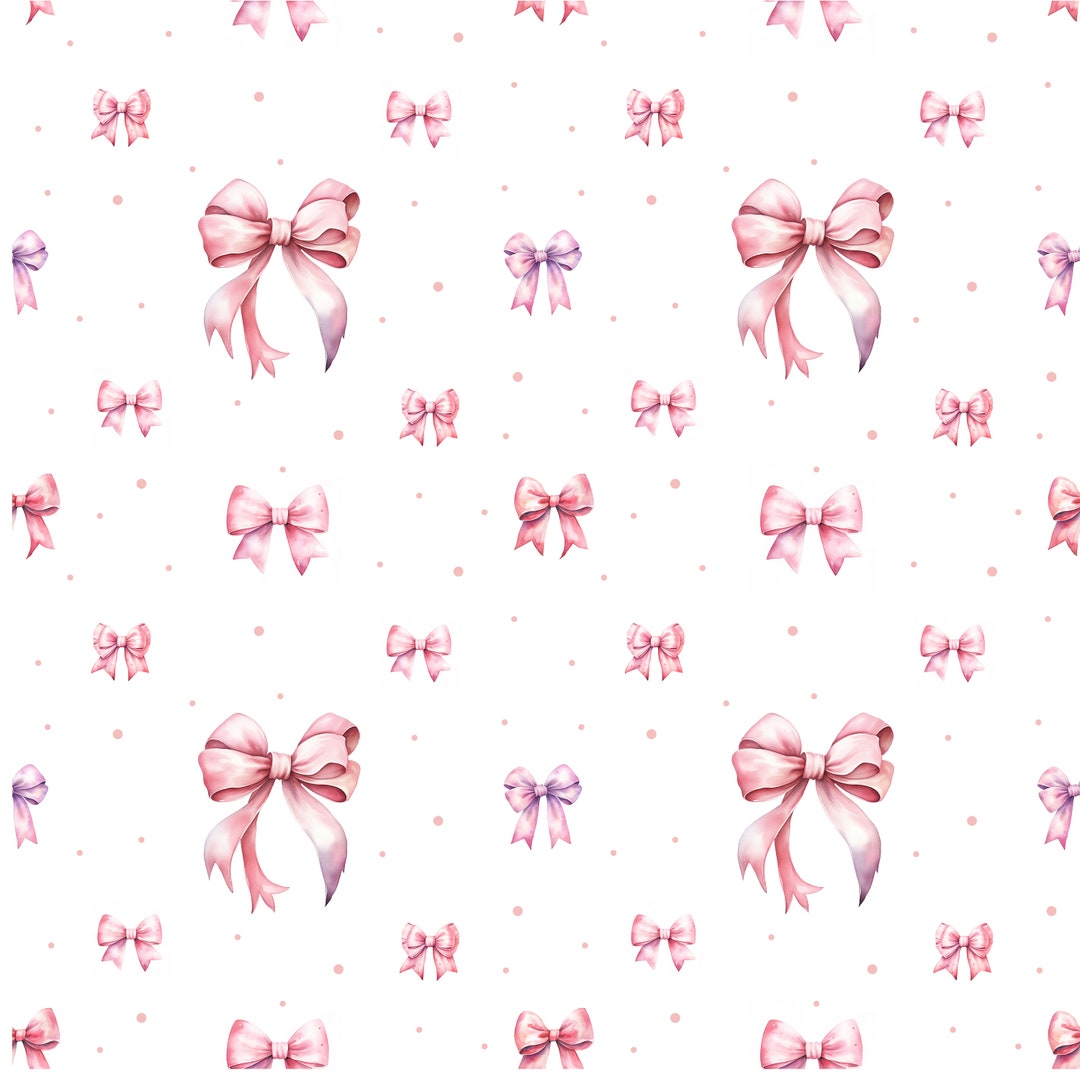 Watercolor Pink Bow Seamless Pattern: Coquette Fabric (digital Pattern ...