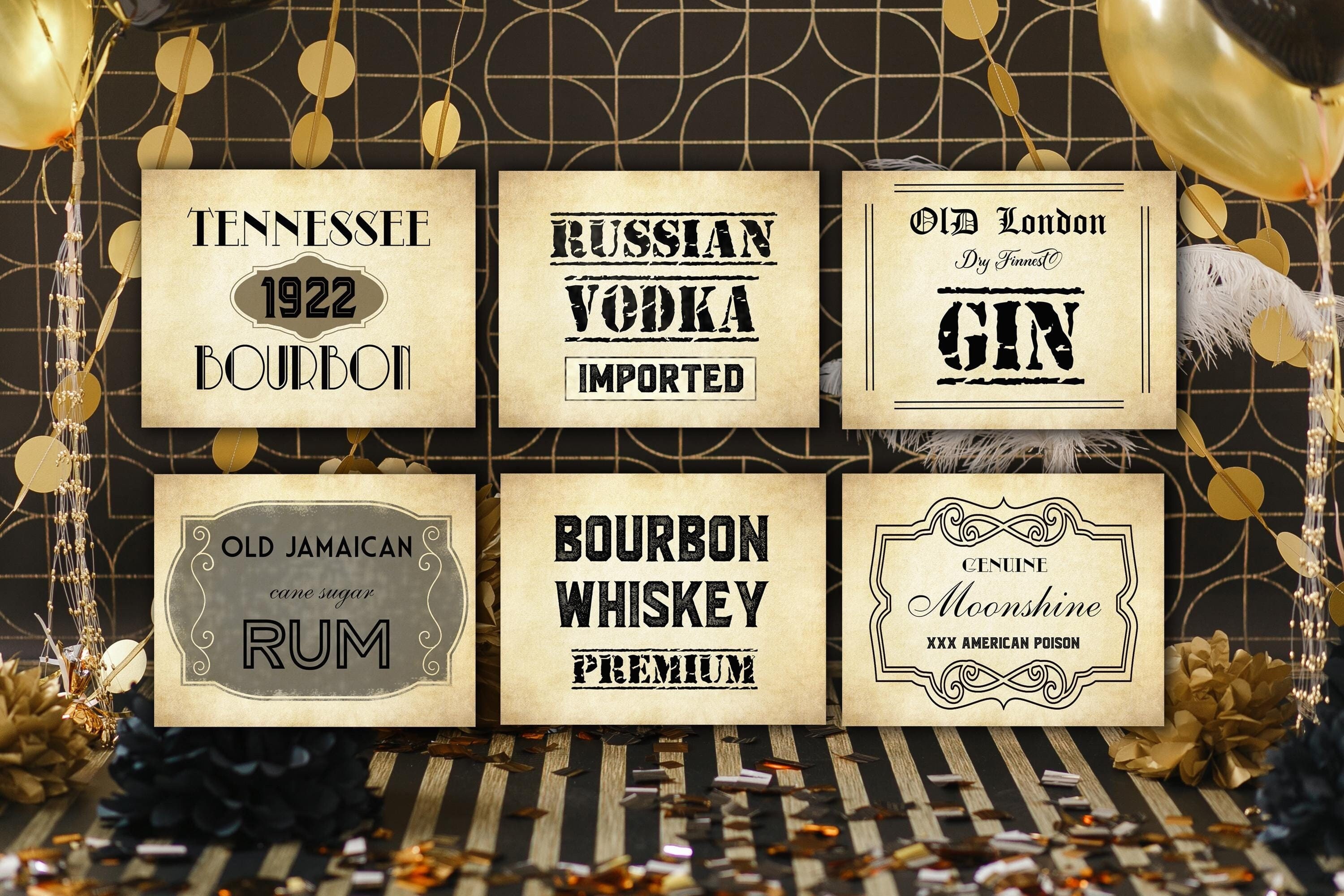 Prohibition Party Bootlegger Labels: Roaring 20s Speakeasy Decor (JPG ...