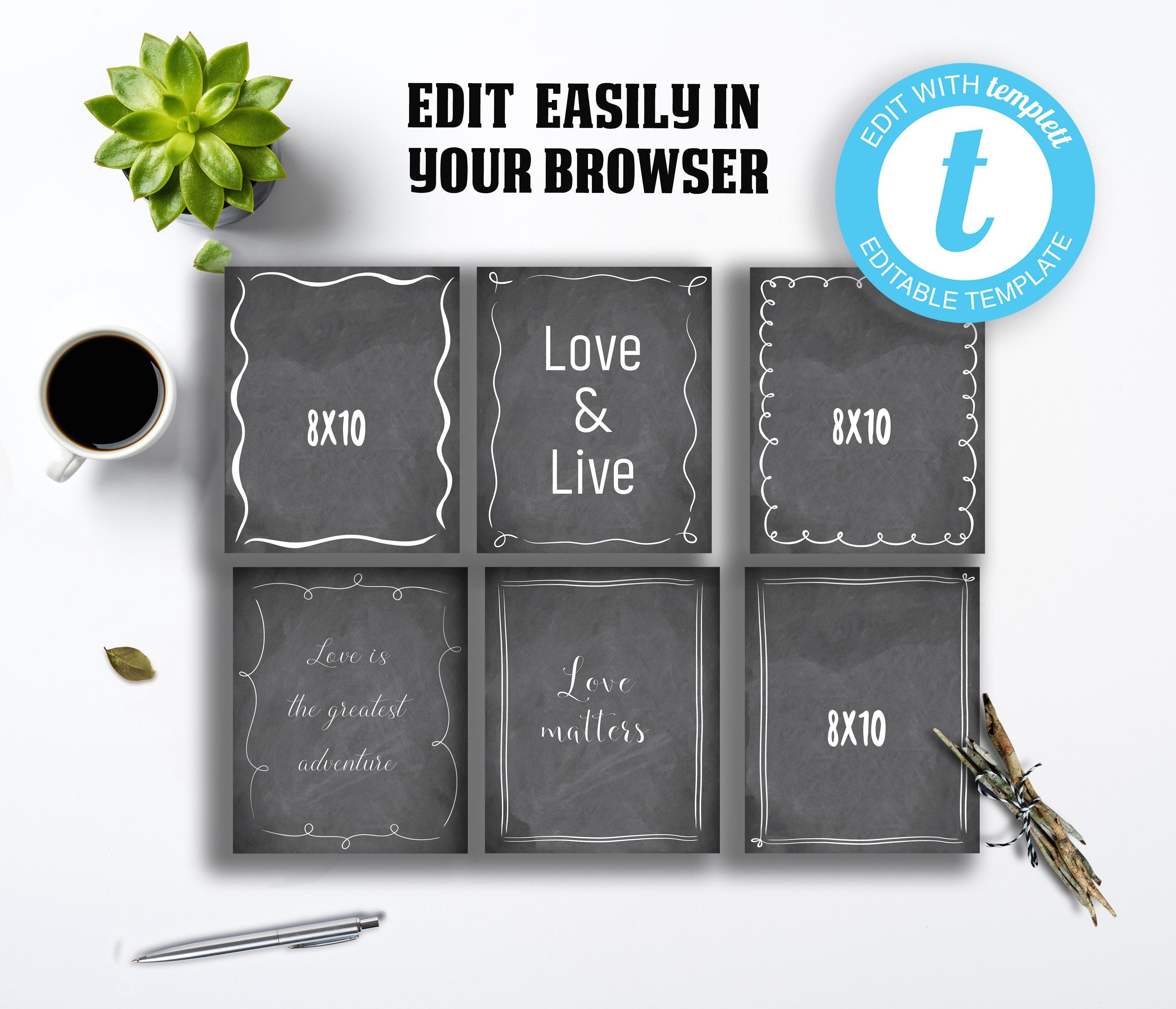 Editable Chalkboard Sign Set: Wavy Frame Art, Classroom Poster (digital ...