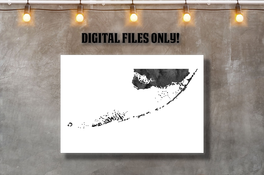 Black Watercolor Florida Keys Map Art (digital File) - Etsy