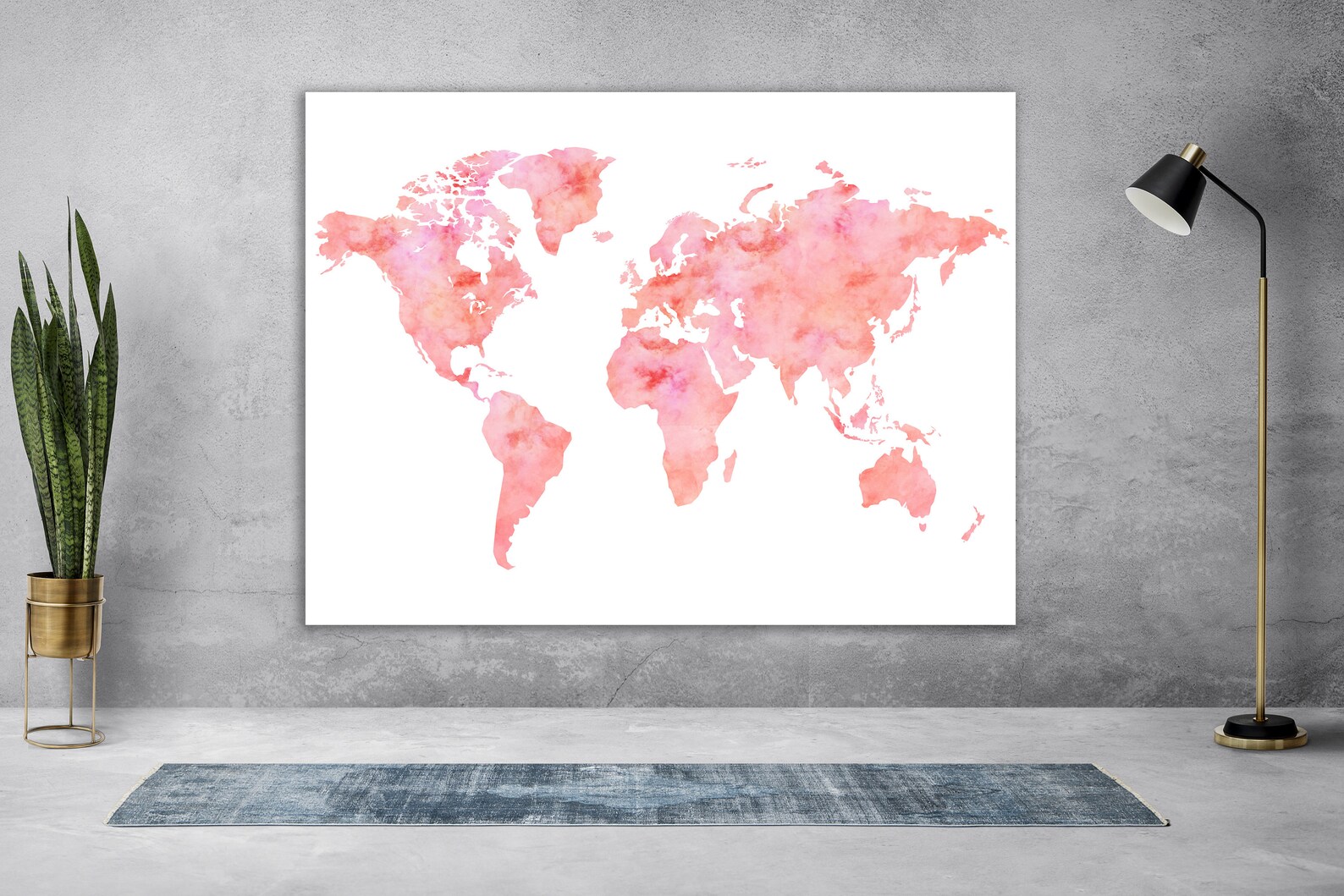 Pink World Map, World Map Wall Art Pink, Printable Pink World Map, Pink ...
