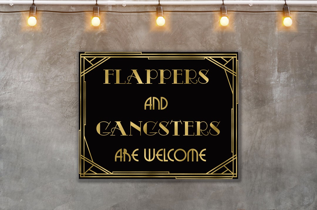Flappers and Gangsters Welcome Sign: Art Deco 1920s Party (digital ...