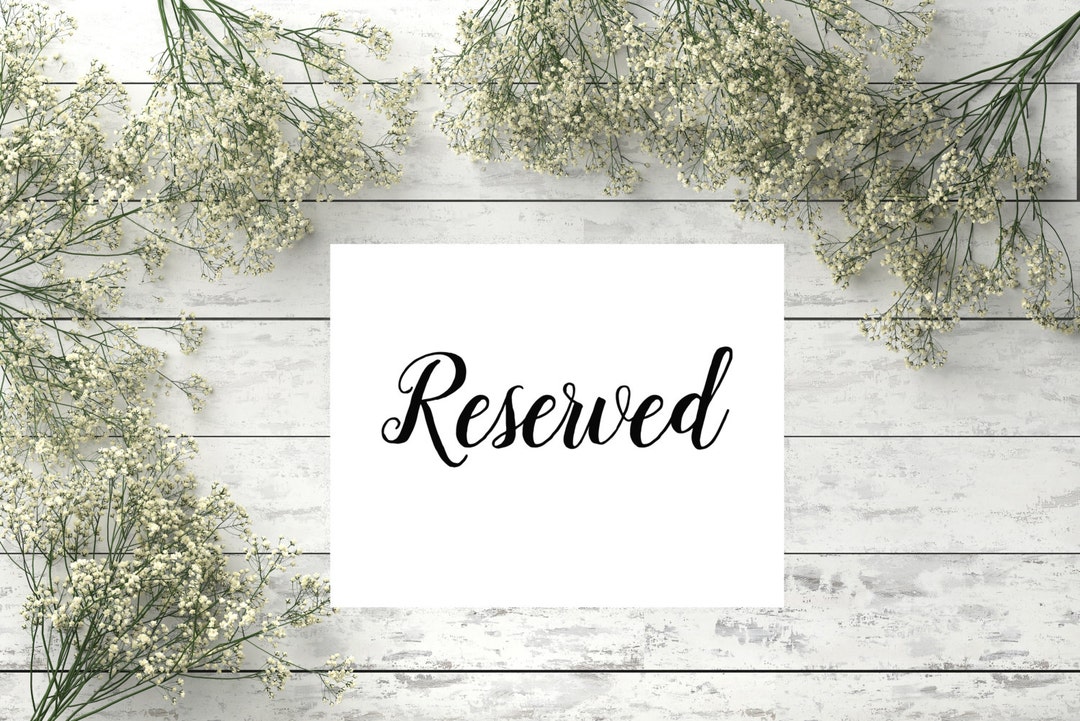 Printable Wedding Reserved Table Sign: Black Calligraphy (digital ...