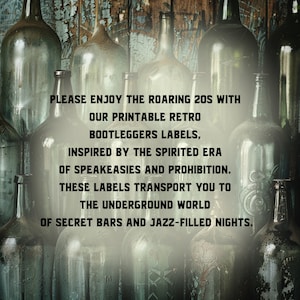 6 Prohibition Party Bootlegger Labels Set, Speakeasy Decoration ...