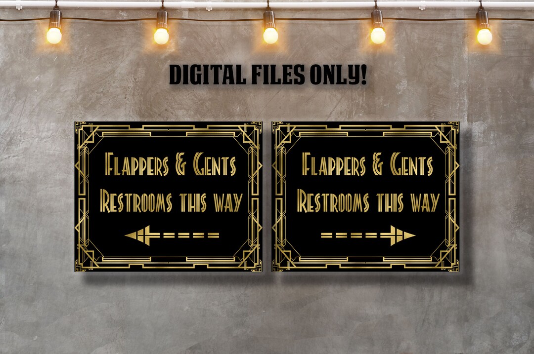 Gatsby Restroom Sign Set: Flappers & Gents, Roaring 20s Decor (digital ...