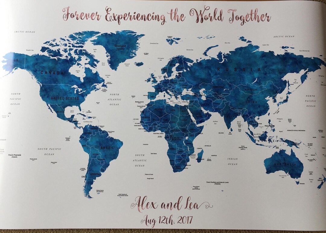 World Map Wedding Guest Book Anniversary Gift Wife, Gift to a Husband ...