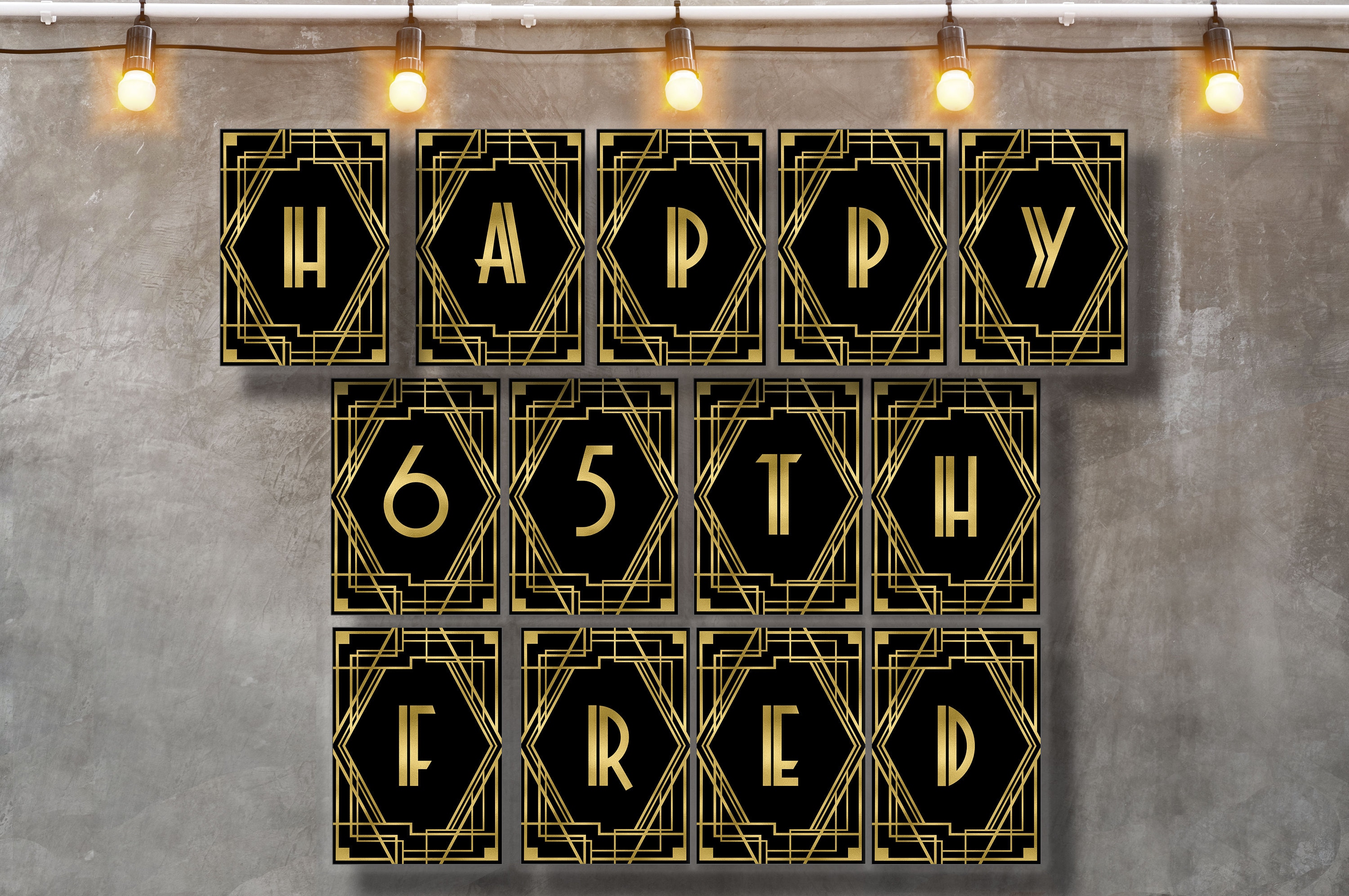 Customizable Roaring 20s Birthday Banner: Black and Gold (digital File ...