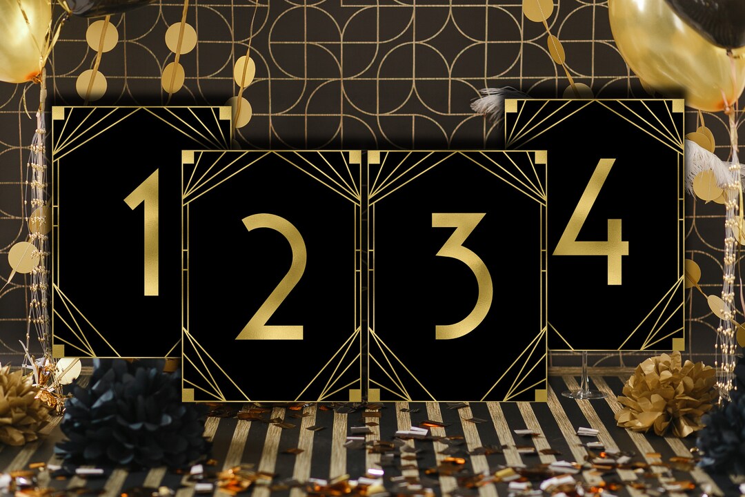 Elegant Modern Table Numbers – Art Deco Table Numbers | Minimalist Gold ...