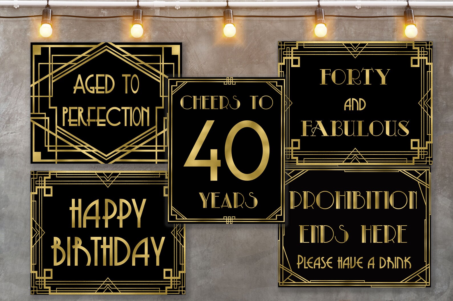 40 Years Party 5 Signs Bundle Birthday Party Signs Pack - Etsy