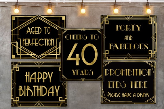 40 Years Party 5 Signs Bundle Birthday Party Signs Pack - Etsy