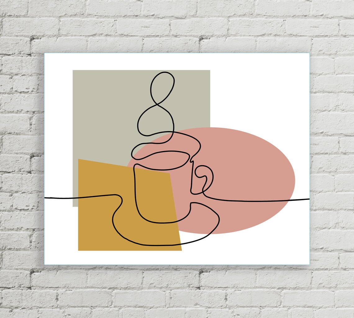 Coffee Wall Art Minimalistic Art Coffee Line Art Boho - Etsy