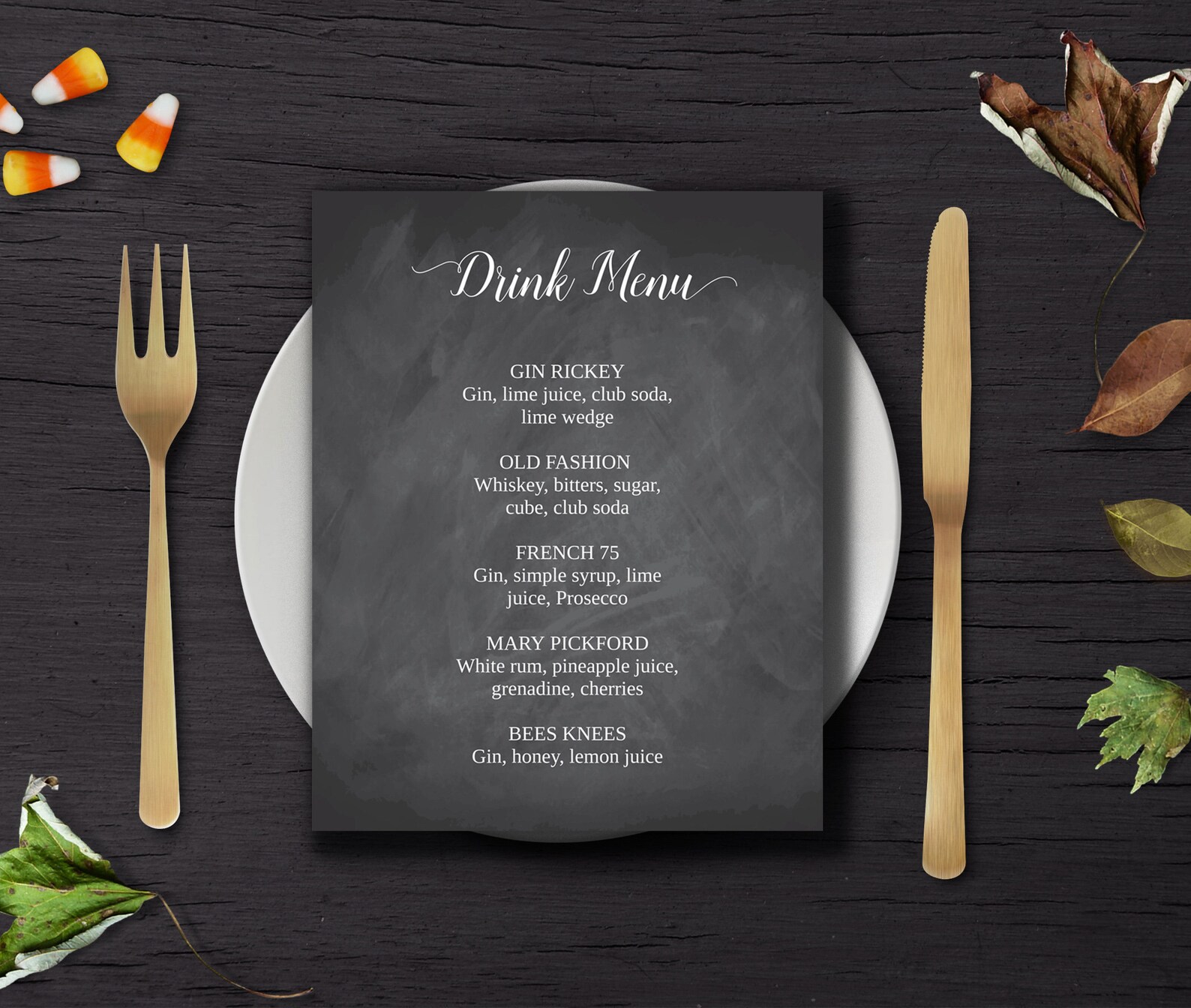 Chalkboard Drink Menu Editable Template, Rustic Cocktails Menu, 4x6 ...