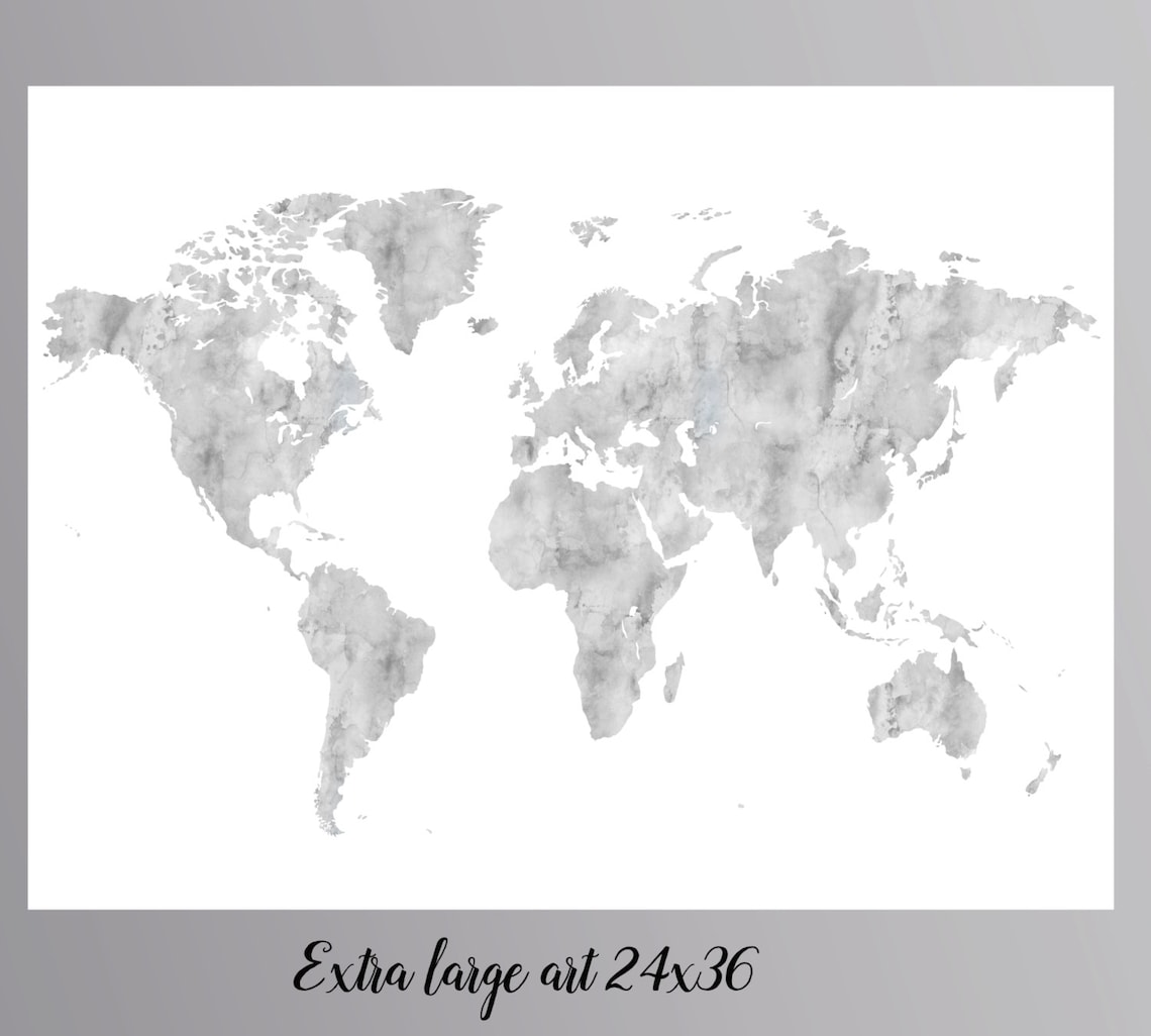 Mapa del mundo gris Mapa del mundo gris Mapa del mundo - Etsy España
