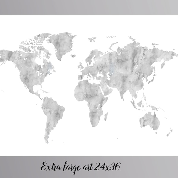 Gray World Map - Etsy