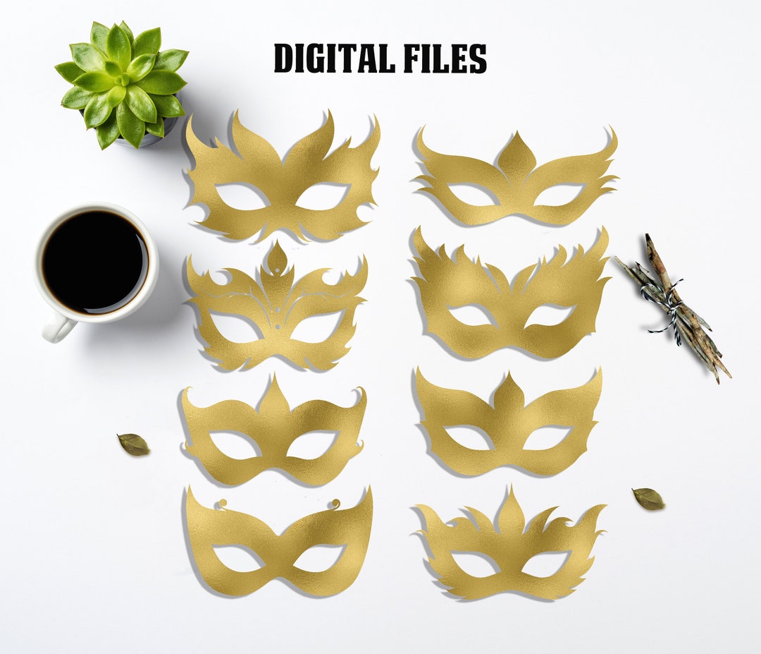 Gold Printable Masquerade Masks, Masquerade Costume DIY, Masquerade ...