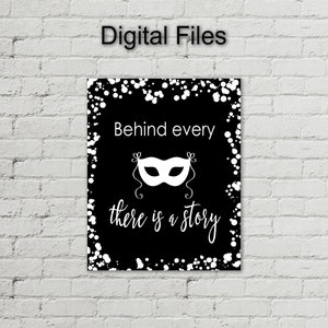 Black and White Masquerade Signs Bundle, Birthday Masquerade Signs Set ...