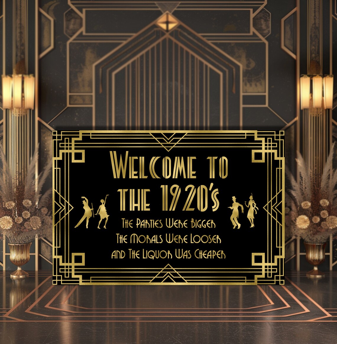 Roaring 20s Welcome Sign: Gatsby Speakeasy Decor (24x36, Digital ...