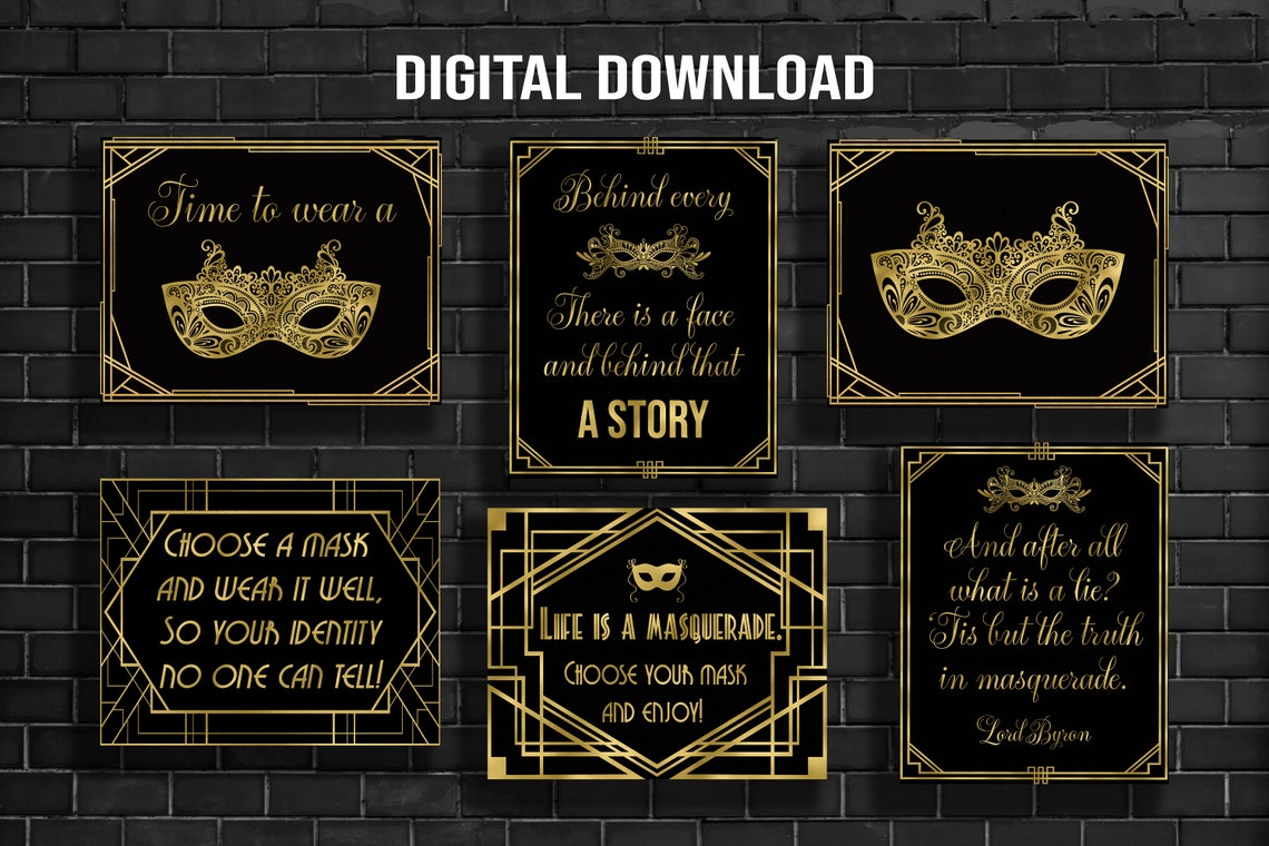 Masquerade Party Decorations 6 Masquerade Signs Bundle - Etsy