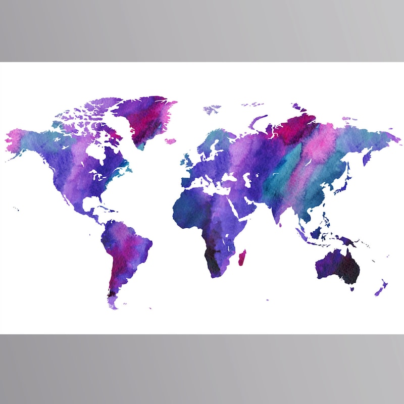 Purple World Map - Etsy