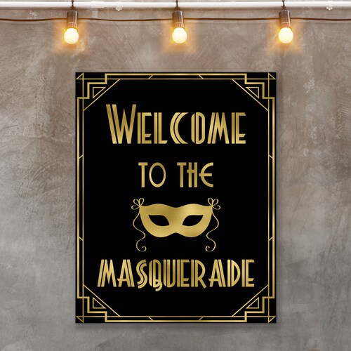 Masquerade Sign Welcome to the Masquerade Sign Black and - Etsy