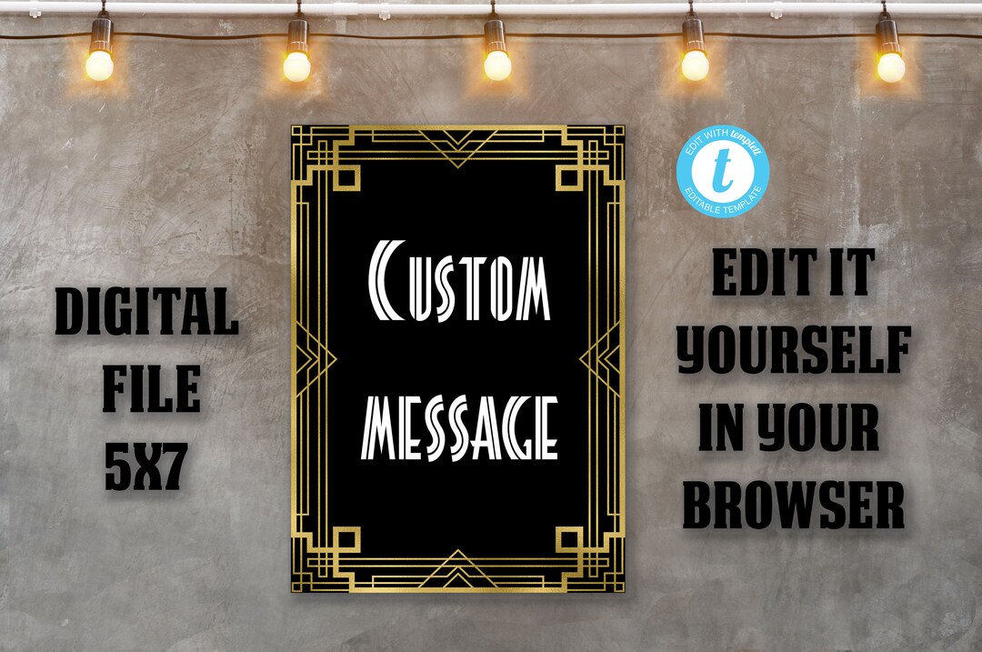 DIY Gatsby 5x7 Sign, Gatsby Sign Templates, Roaring 20s Sign Template ...
