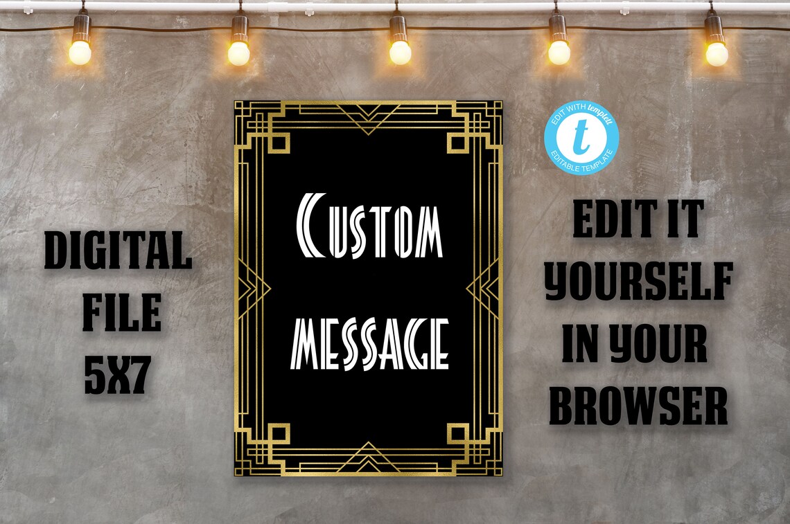 DIY Gatsby 5x7 Sign Gatsby Sign Templates Roaring 20s Sign - Etsy