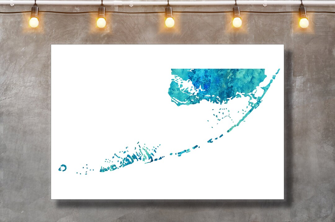 Watercolor Florida Keys Map Art Print: Key West Gift (digital File) - Etsy
