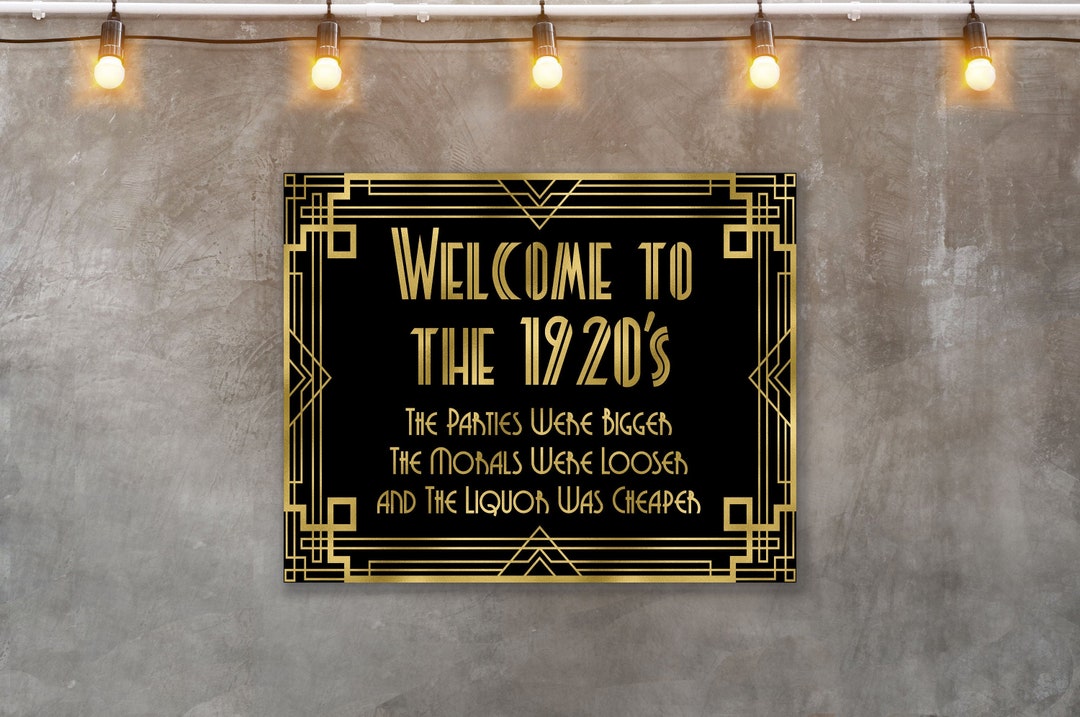 Welcome to 1920s, Printable Roaring 20s Welcome Sign, Speakeasy ...
