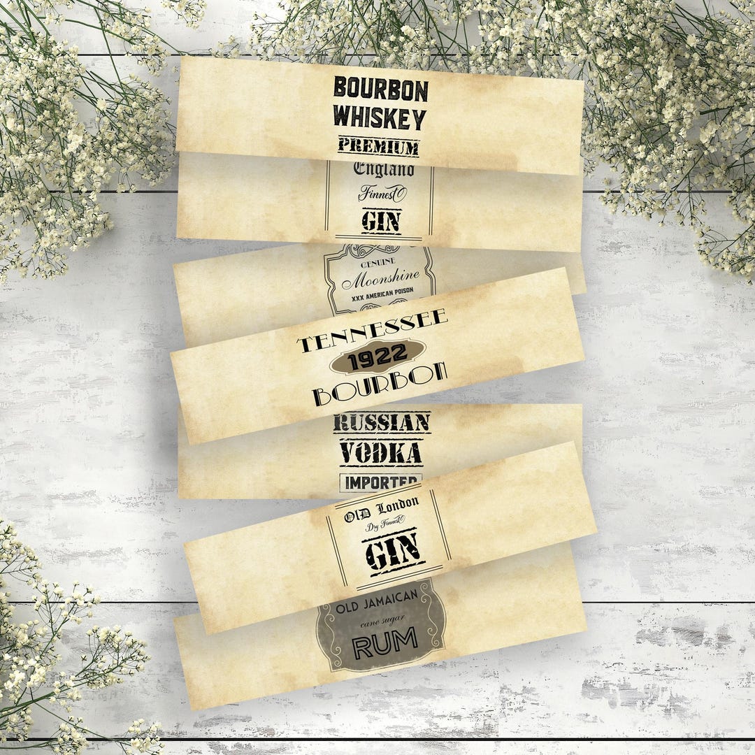Retro Speakeasy Bottle Labels: 1920s Prohibition Party Decor (JPG ...