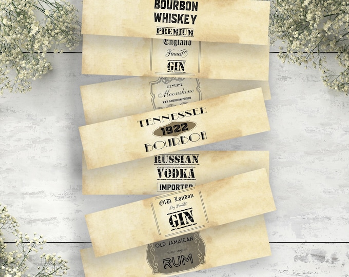 Booze Bottle Labels 6 Bootleg Printable Prohibition Speakeasy Gatsby ...