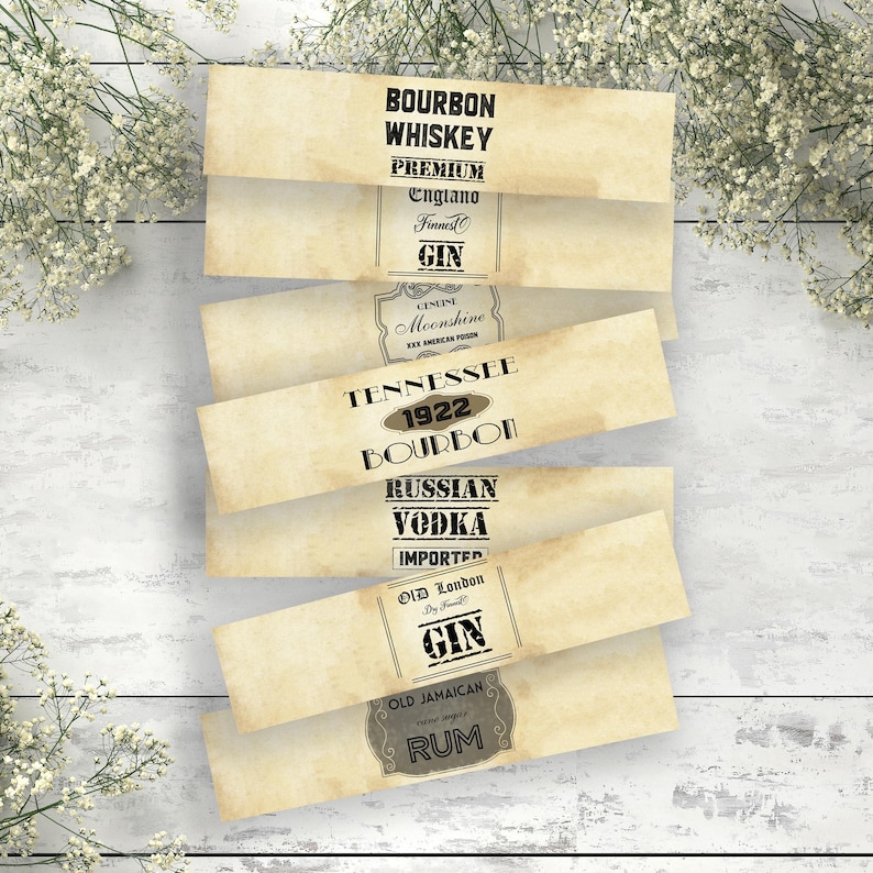 Retro Speakeasy Bottle Labels: 1920s Prohibition Party Decor (JPG ...