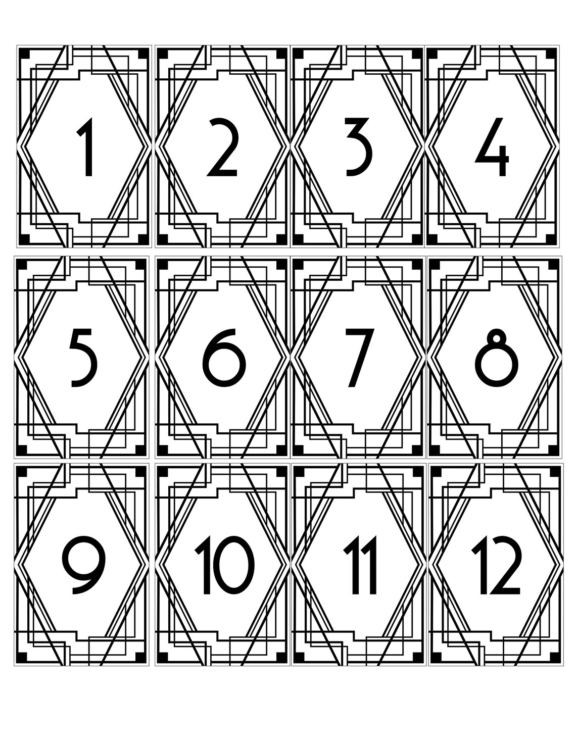 Art Deco Table Numbers 1-35: Roaring 20s Wedding (digital Files) - Etsy