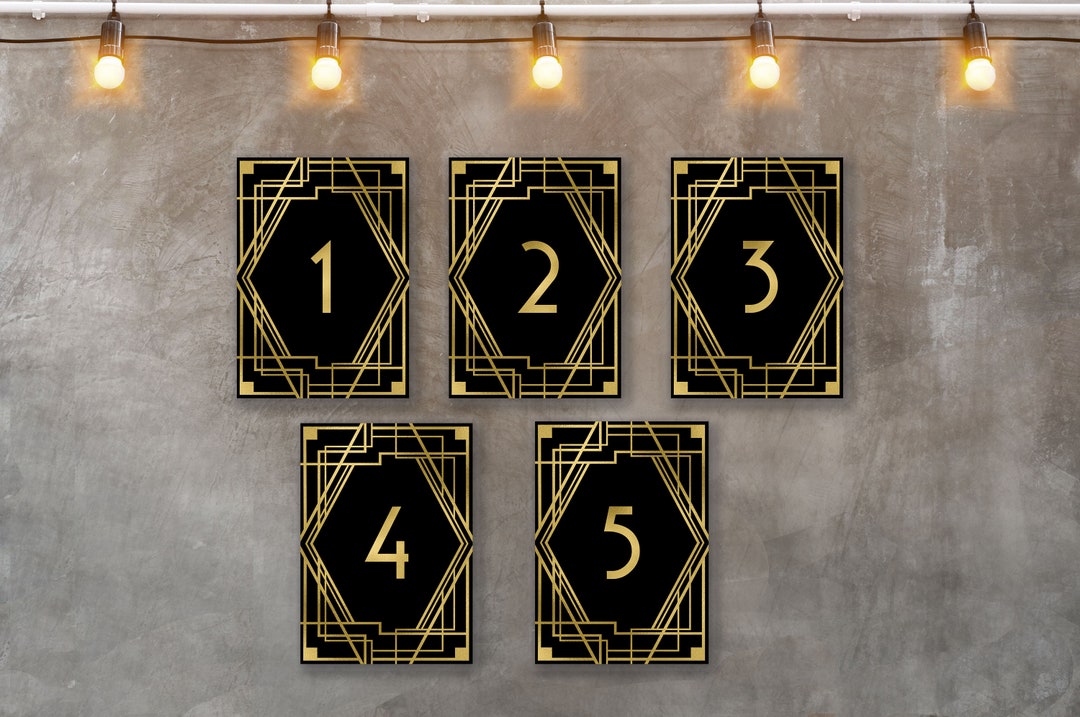 3x4 Roaring 20s Table Numbers, 1-26 Table Numbers, Art Deco Decoration ...