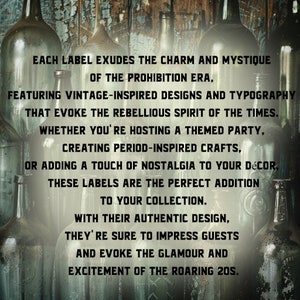 6 Prohibition Party Bootlegger Labels Set, Speakeasy Decoration ...