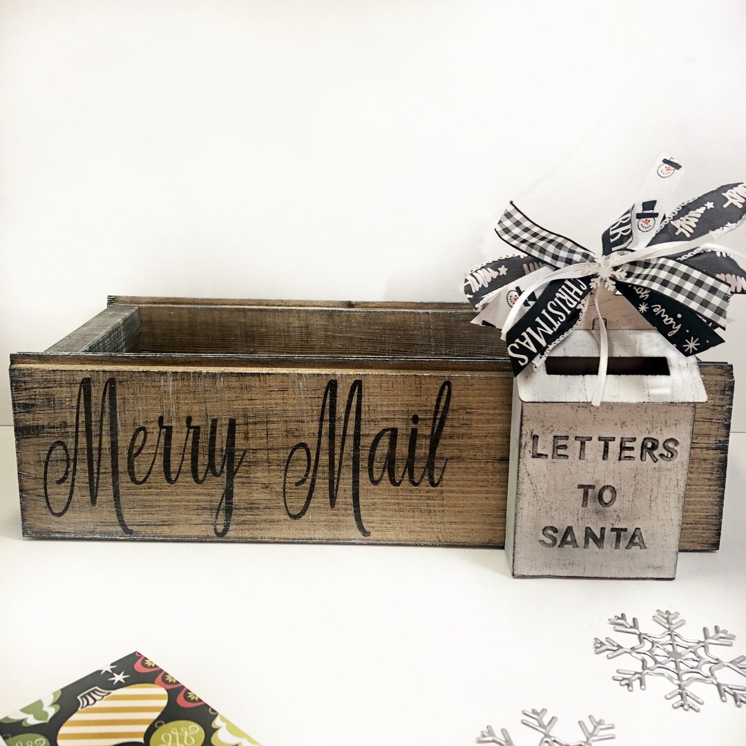 Santa Letter Mail Box, Merry Mail Crate, Christmas Card Mail Holder ...