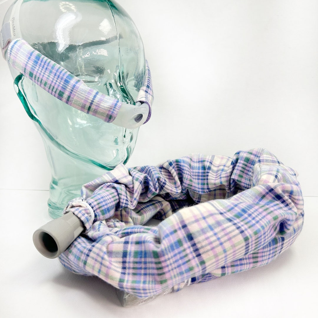 Pastel Purple Plaid, Flannel, CPAP Hose and Cheek Strap Cover Set ...
