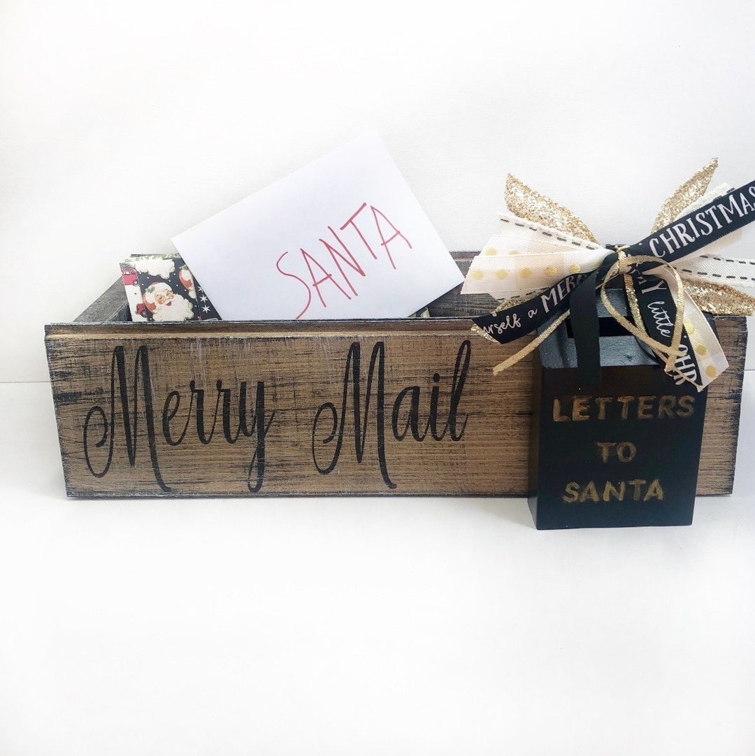 Letters to Santa Box, Merry Mail Crate, Christmas Card Box, Farmhouse ...