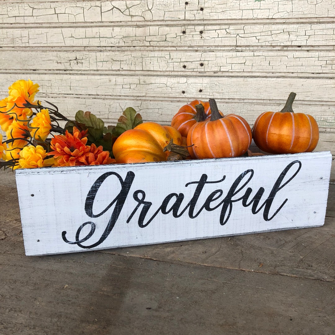 Grateful, Farmhouse Style Crate, Wood Bin Box, Basket, Tray ...