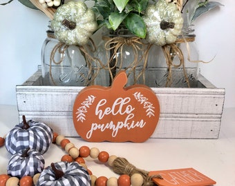 Hello Fall Pumpkin Wood Crate Box Farmhouse Decor Table | Etsy