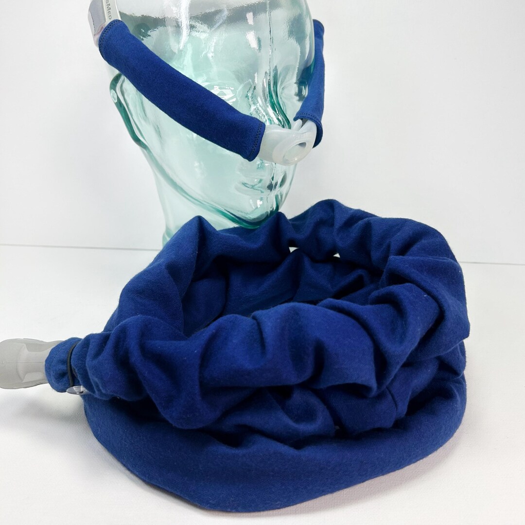 Solid Dark Blue, CPAP Hose Tubing Cheek Strap Cover 3pc Set, Rainout ...