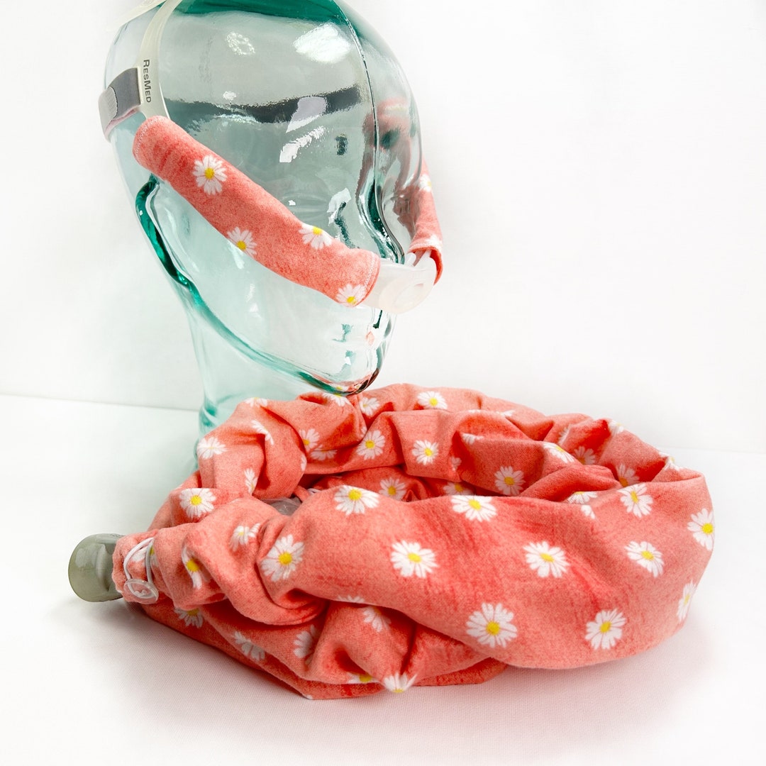 Coral Pink Daisy, Soft, CPAP Hose Cheek Strap Cover Set, Tubing Cozy ...