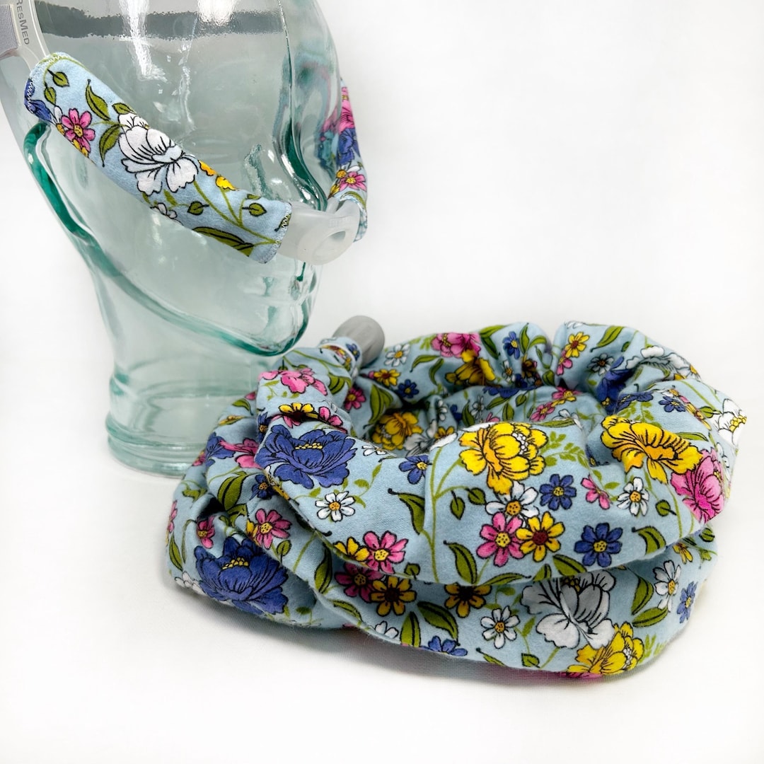 Blue Floral- CPAP Hose and Cheek Strap Covers, Insulating Tubing Sleeve ...