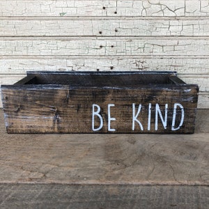 BE KIND, Farmhouse Style Wood Bin Basket Storage Crate, Table ...