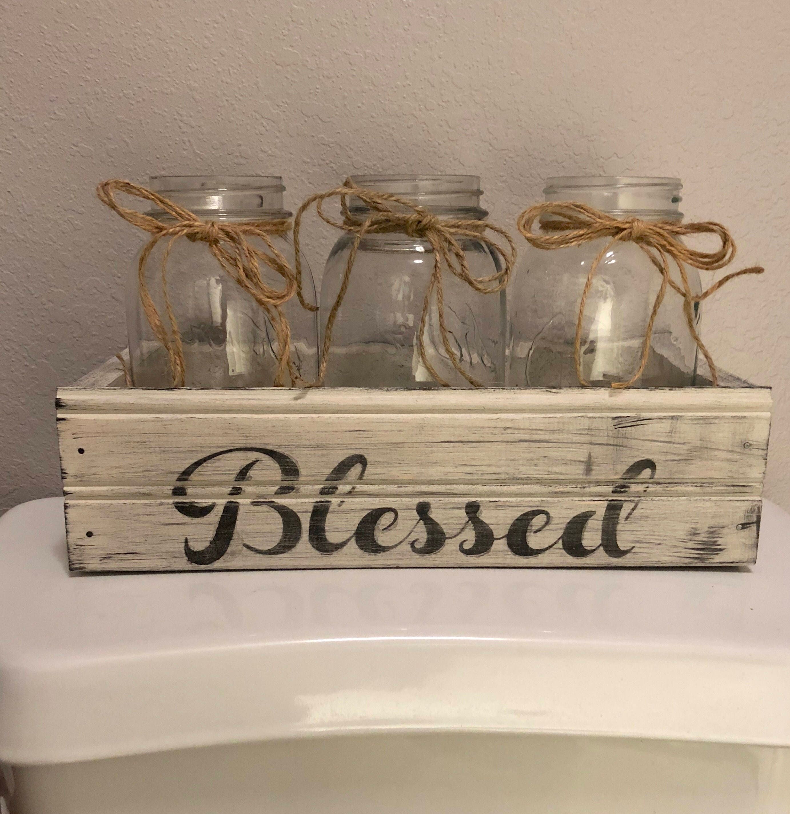 Blessed, Modern Farmhouse Style Distressed Wood Box, Table Centerpiece ...