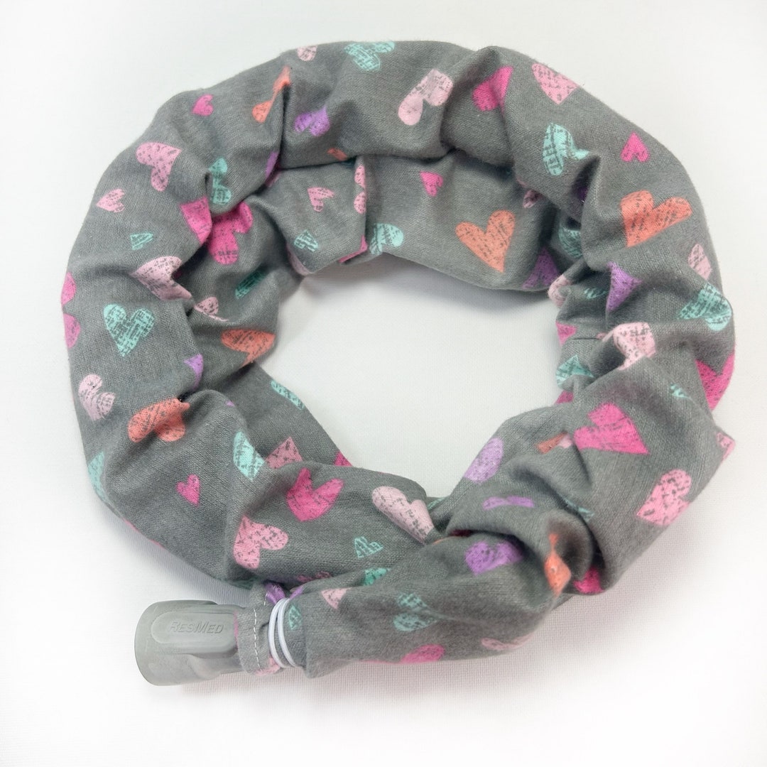 CPAP Hose Cover, Gray Hearts, Cpap Tube Wrap, Bipap, Apap, Vent, Trach ...